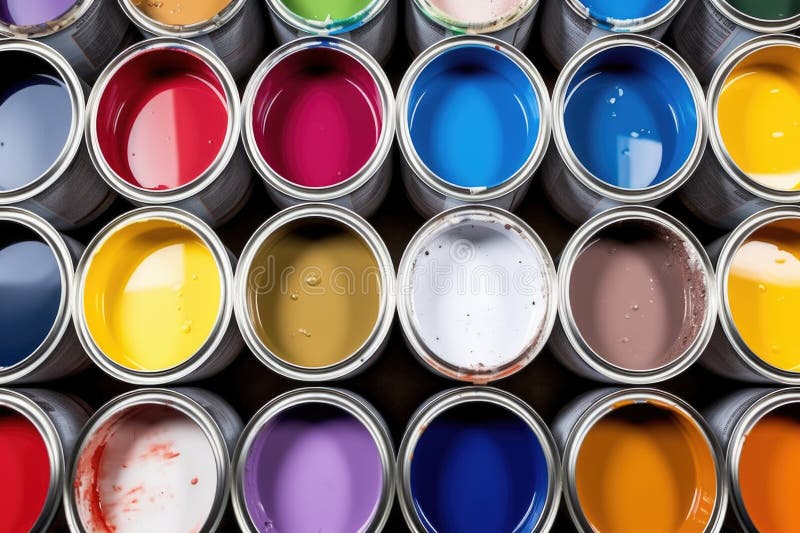 Stack of Paint Cans Showcasing Array of Colors Stock Illustration ...
