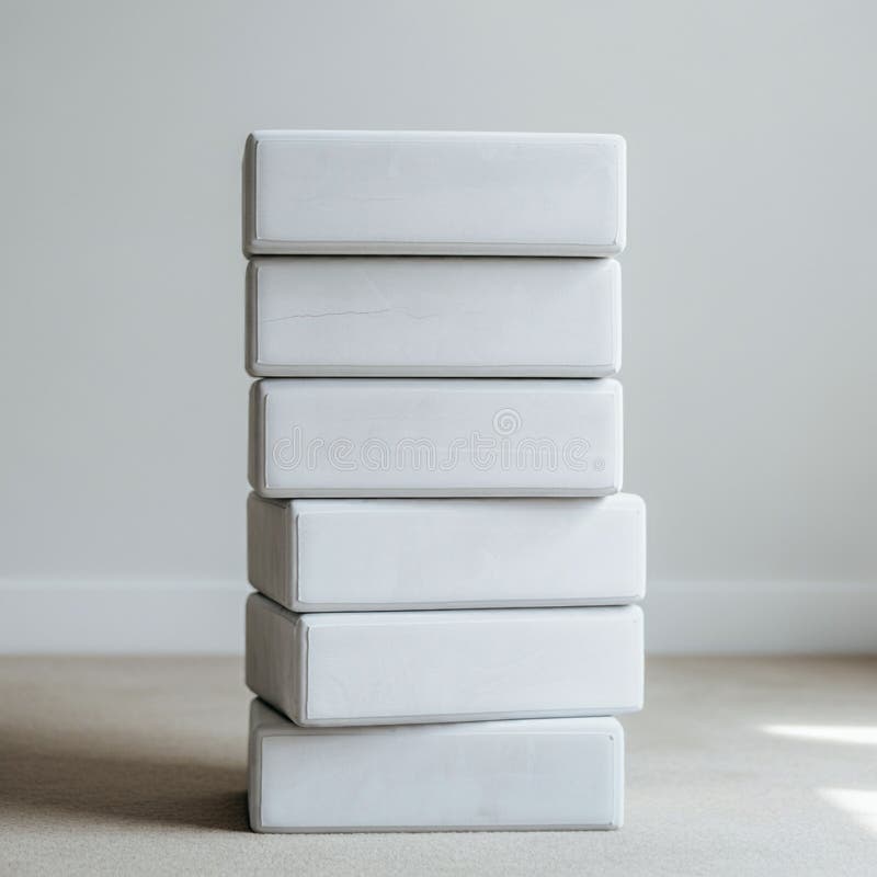 A Stack of Pale Gray Rectangular Foam Blocks is Arranged Vertically on ...