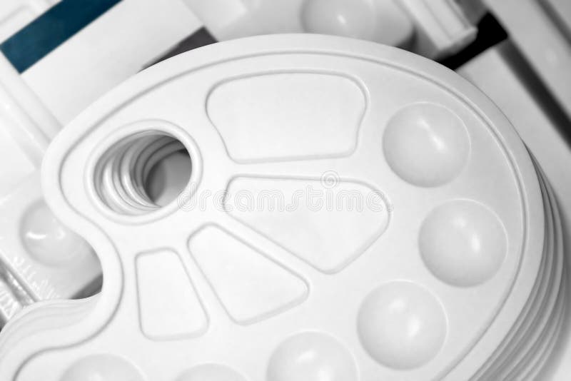 A Stack of Palettes for Mixing Paints with a Brush.this File is Cleaned ...