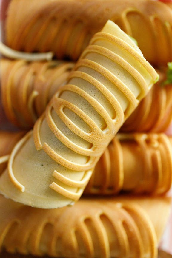 Stack of Pancake Roll Filled with Assorted Filling Stock Image - Image ...