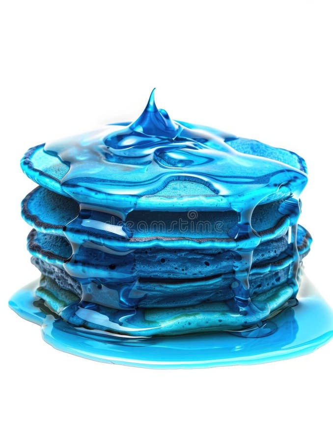 Stack of Pancakes with Blue Syrup on Top Stock Image - Image of sweet ...