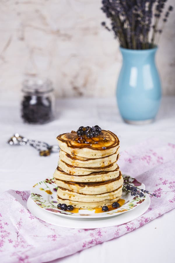 Stack of Pancakes with Blueberry Stock Photo - Image of healthy, honey ...