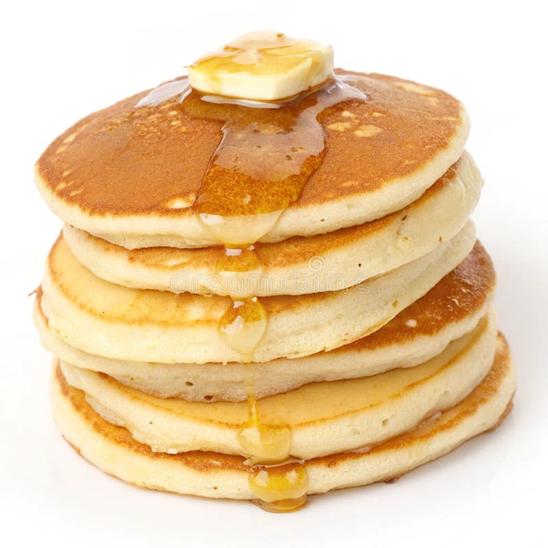 Stack of Pancakes with Butter Isolated on White Background Stock ...