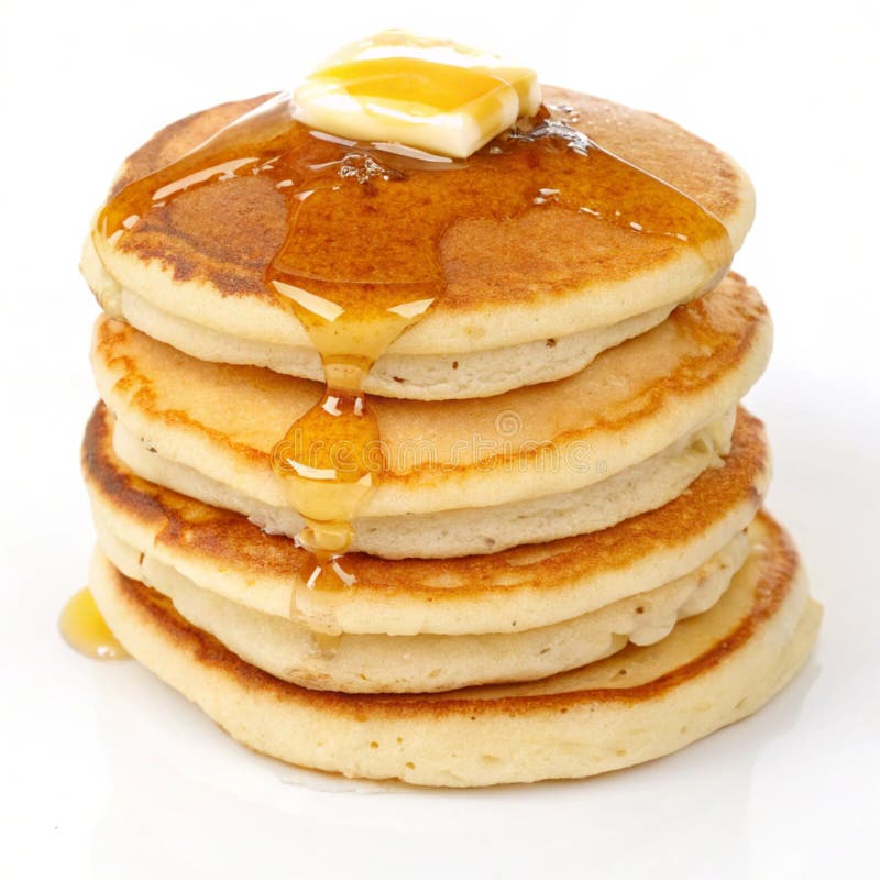Stack of Pancakes with Butter Isolated on White Background Stock ...