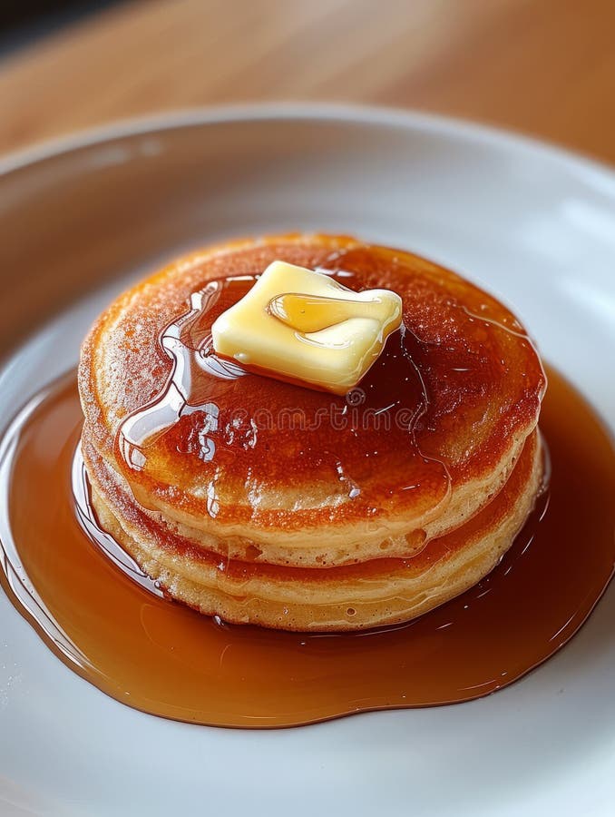 Stack of Pancakes with Butter and Syrup on a Plate. Stock Photo - Image ...