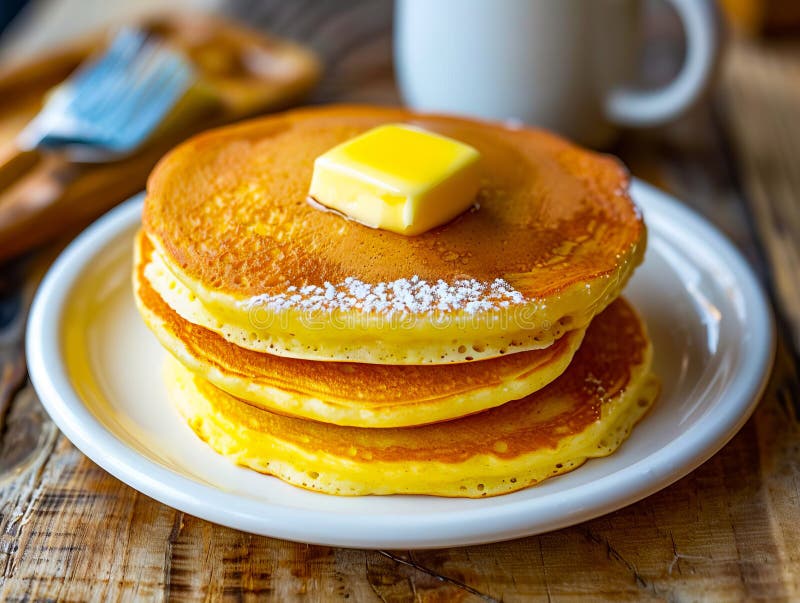A Stack of Pancakes with Butter on Top Stock Image - Image of sitting ...