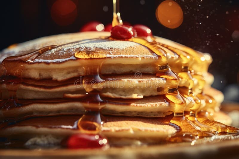 A Stack of Pancakes Covered in Syrup. Perfect for Breakfast or Brunch ...