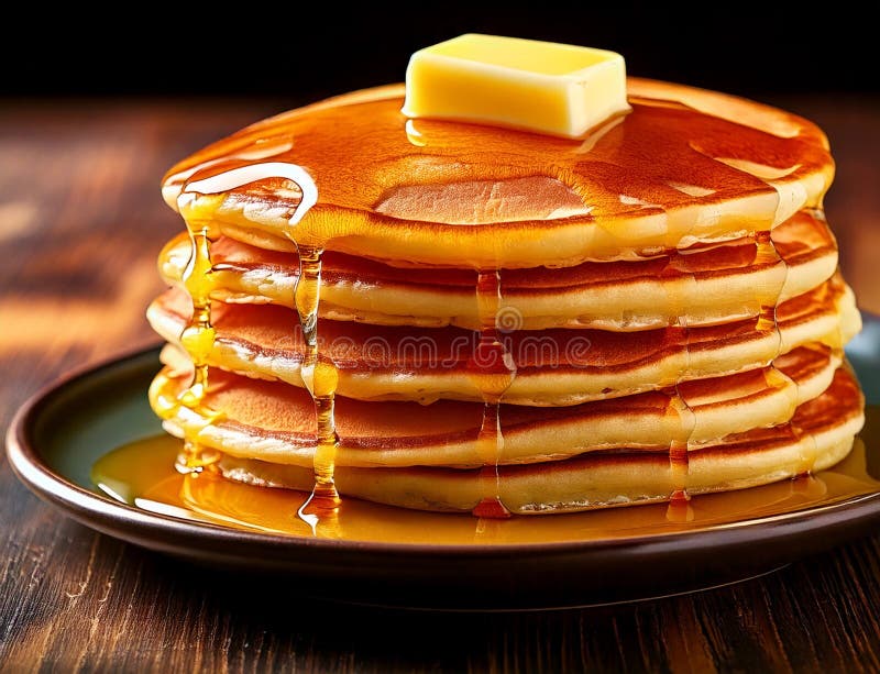 Stack of Pancakes with Butter and Maple Syrup. Generative AI Stock ...