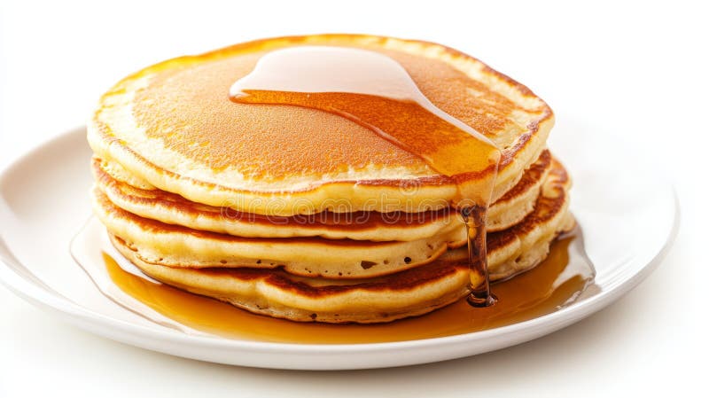 Stack of Pancakes with Dripping Syrup on Plate Stock Image - Image of ...
