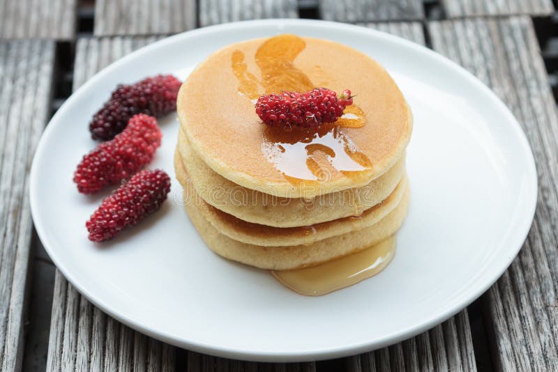 Stack of Pancakes with Fresh Fruit. Stock Image - Image of meal, pile ...