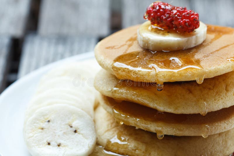 Stack of Pancakes with Fresh Fruit. Stock Image - Image of cuisine ...