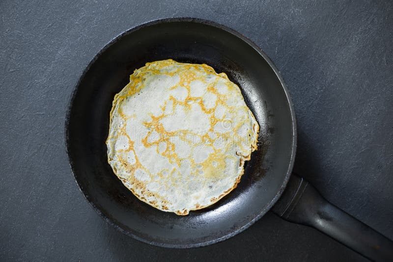 Stack of Pancakes on Frying Pan. Stock Photo - Image of flapjack ...