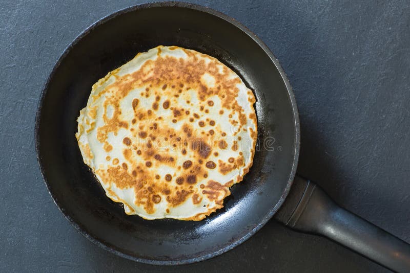 Stack of Pancakes on Frying Pan. Stock Image - Image of flapjack, dish ...