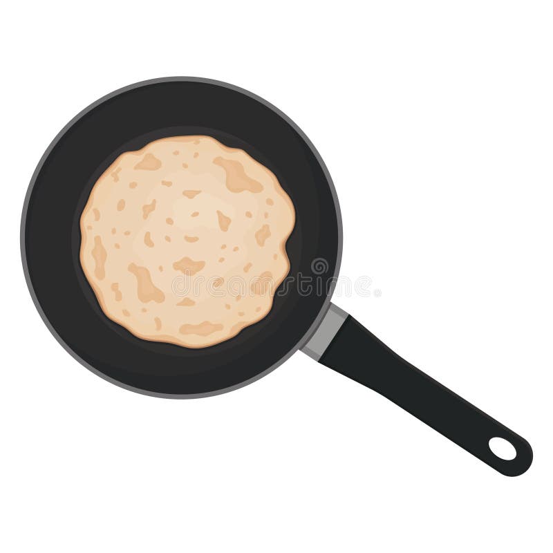 Stack of Pancakes in a Frying Pan, Color Vector Isolated Cartoon-style ...