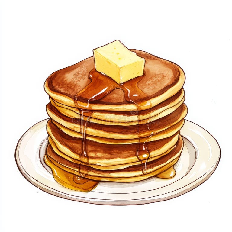 Stack of pancakes stock illustration. Illustration of illustrated ...