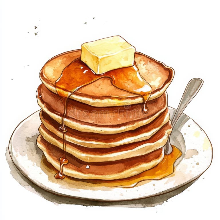 Stack of pancakes stock illustration. Illustration of illustrated ...