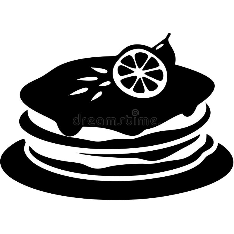Stack of Pancakes with Lemon Slice Topping Vector Illustration for Food ...