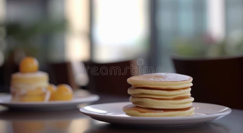 Stack of Pancakes on a Plate in Cafe. Stock Image - Image of restaurant ...