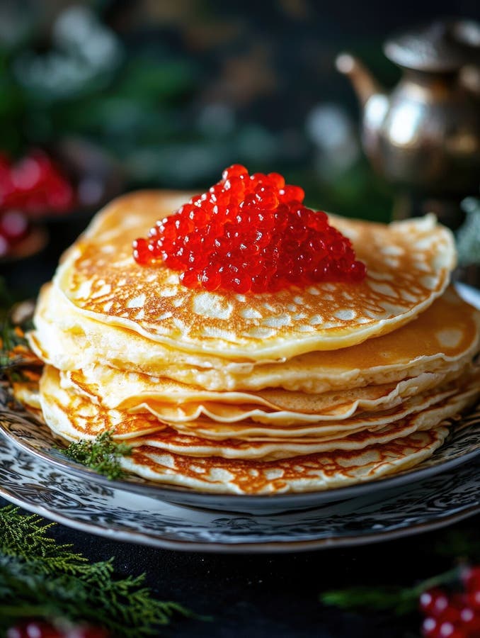 Stack of Pancakes with a Red Jelly Bean on Top Stock Photo - Image of ...