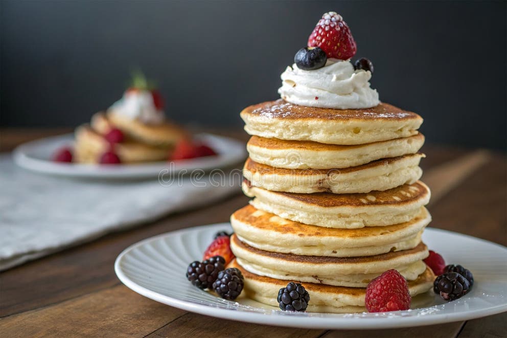 A Stack of Pancakes in the Shape of a Tower Stock Illustration ...