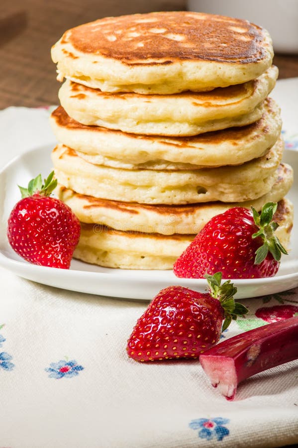 Stack of Pancakes with Strawberries Stock Image - Image of agriculture ...
