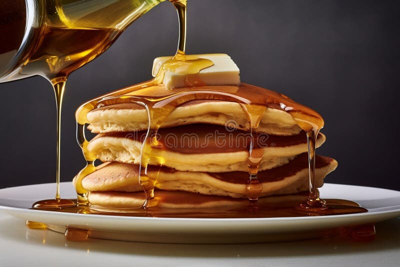 Stack of Pancakes Syrup and Butter Delight. AI Stock Illustration ...