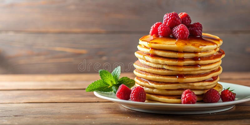 Stack of Pancakes and Syrup and Raspberry Creative AI Stock ...
