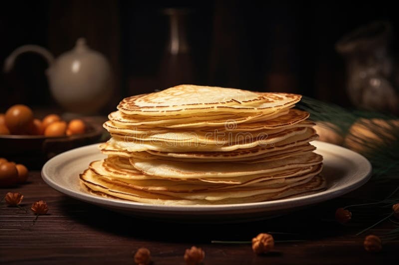 Stack of pancakes stock illustration. Illustration of homemade - 299682520