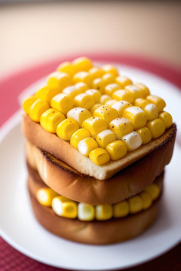 Stack of Pancakes with Yellow and White Toppings on a White Plate. the ...