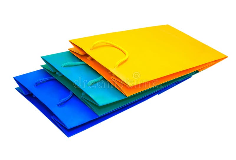 Stack of Paper Bags Isolated on White. Stock Photo - Image of container ...