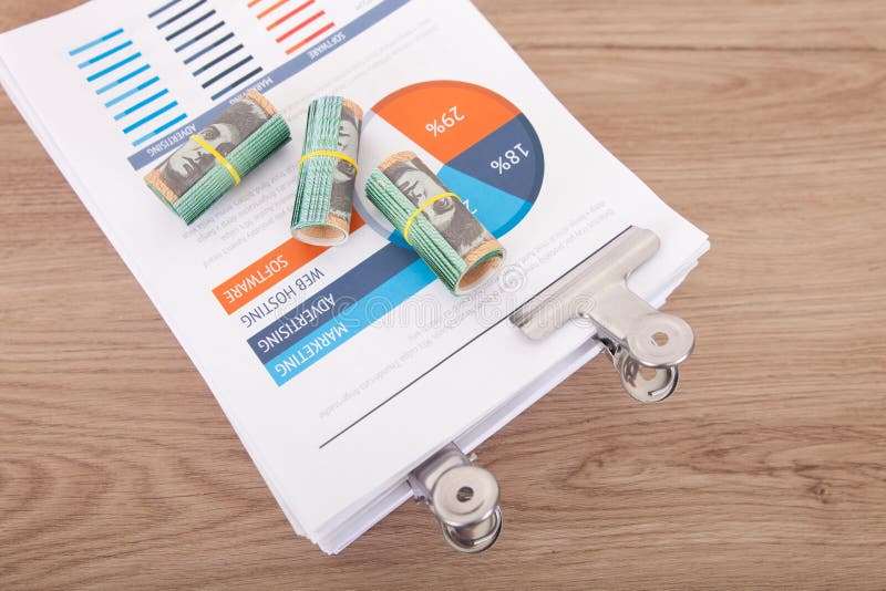 Stack Paper Business Documents Several Rolls Australian Dollar ...