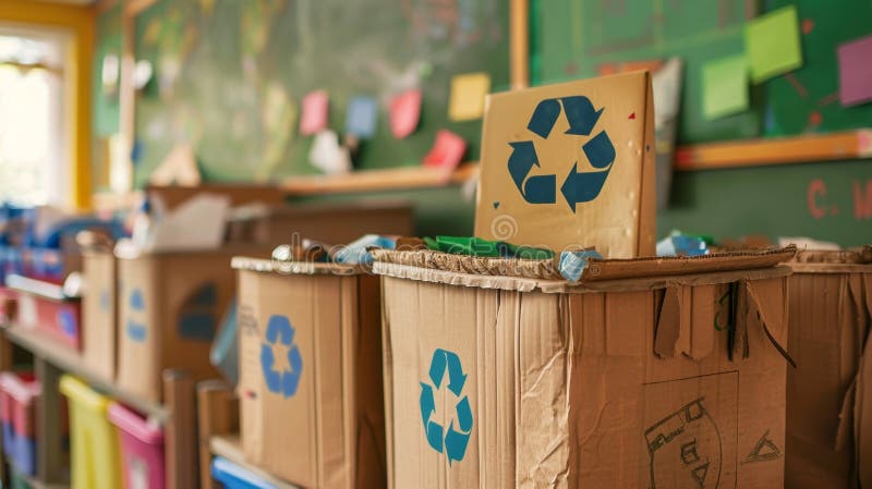 A Stack of Paper and Cardboard Recycling Bins in the Corner of the ...