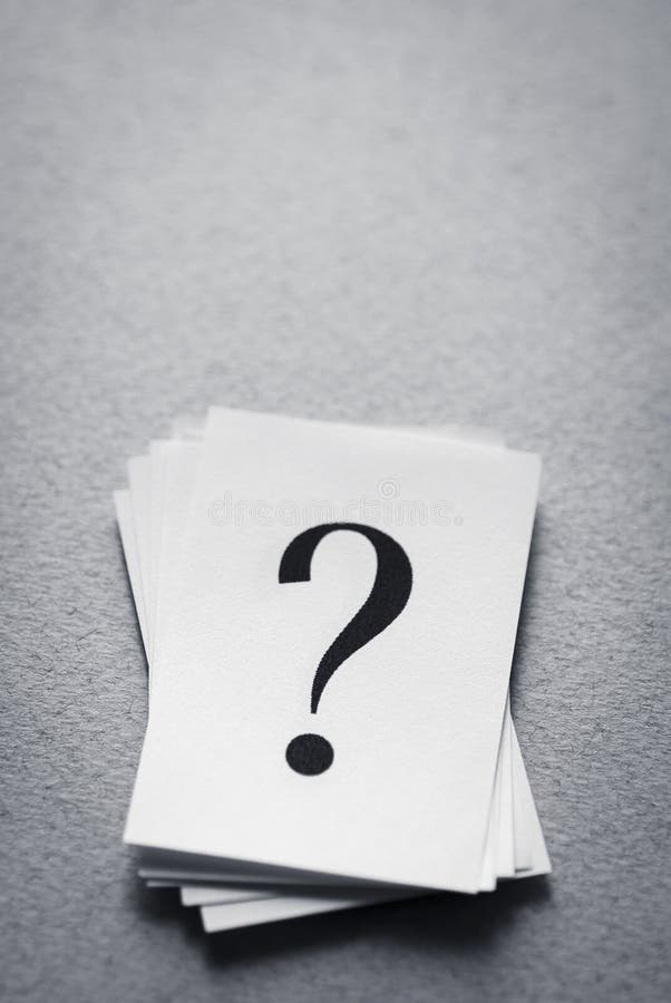 Stack of Paper Cards with a Printed Question Mark Stock Image - Image ...