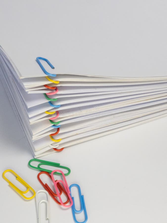 Stack White Papers Colorful Paperclips Surface Stock Photos - Free & Royalty-Free Stock Photos ...