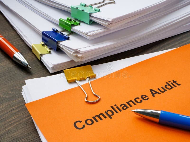 Stack of Paper and Compliance Audit Report. Stock Photo - Image of ...