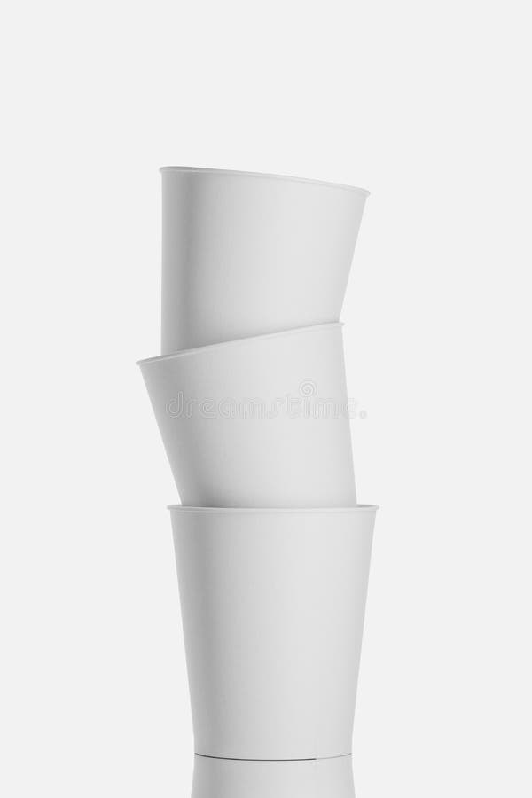 Stack of Paper Cups Isolated on White Background.3d Render Stock ...
