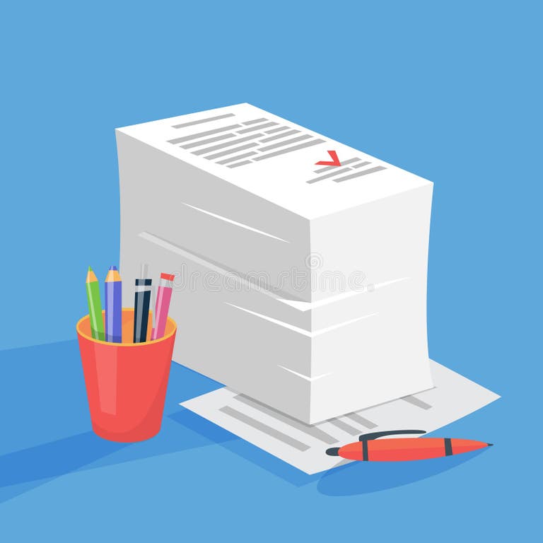 Stack of Paper Document with Stamp on Them Stock Vector - Illustration ...