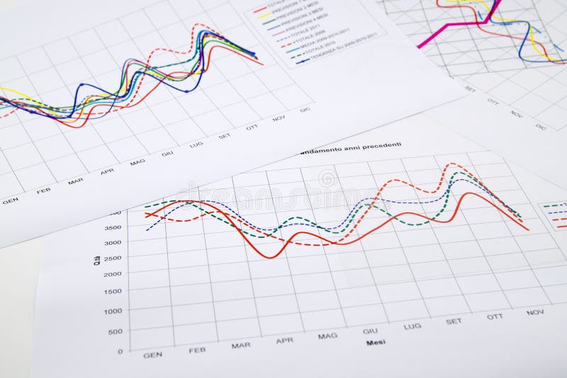 Stack of Paper Documents with Financial Reports and Statistic in Stock ...