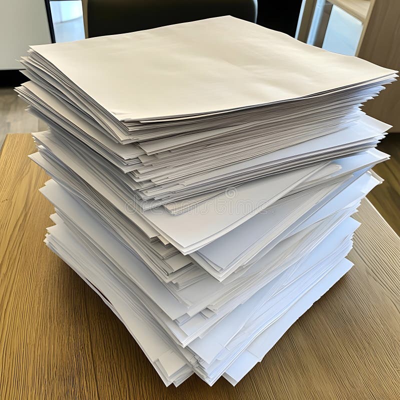 A Stack of Paper Documents. Office Business Paperwork Mess on a Desk ...