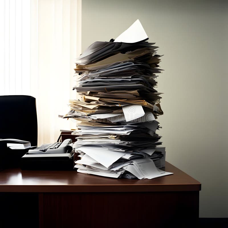 A Stack of Paper Documents. Office Paperwork Mess Work Stock ...