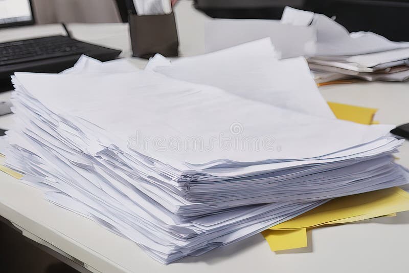 Stack of Paper Documents in the Officestack of Paper Documents in the ...