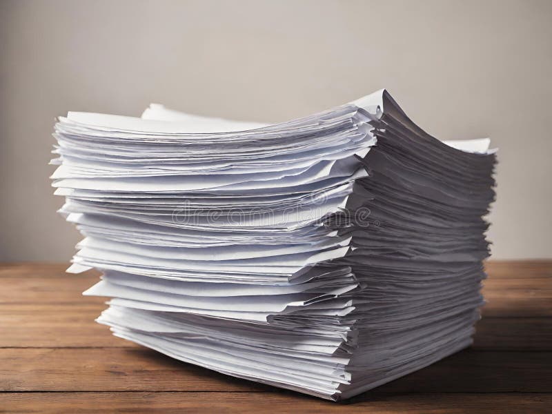 Stack of Paper Documents on Table Stock Illustration - Illustration of ...