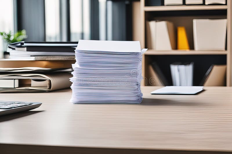 Stack of Paper Documents on Table in Officestack of Paper Documents on ...