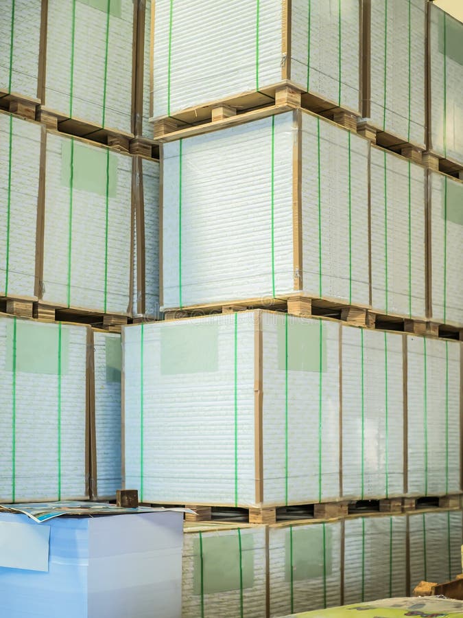 Stack of paper in factory. stock photo. Image of printout - 81086696