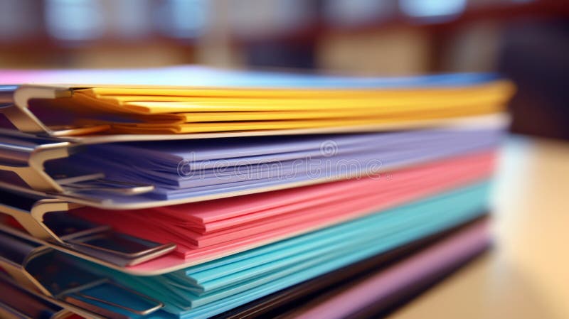 Stack of Paper Files on Table in Office Stock Image - Image of file ...
