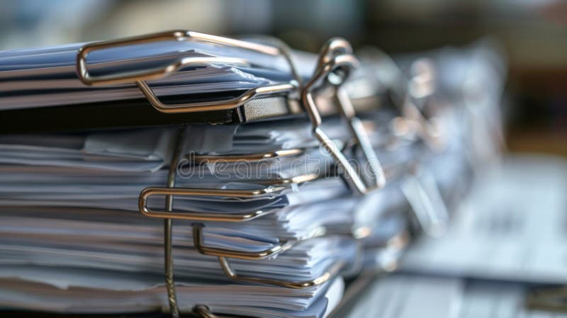 Stack of Paper Files on Table in Office Stock Photo - Image of storage ...
