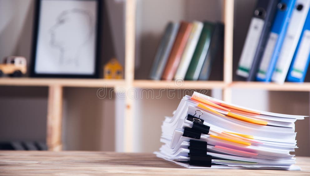 Stack of Paper Files on Table Stock Photo - Image of stack, work: 357078230