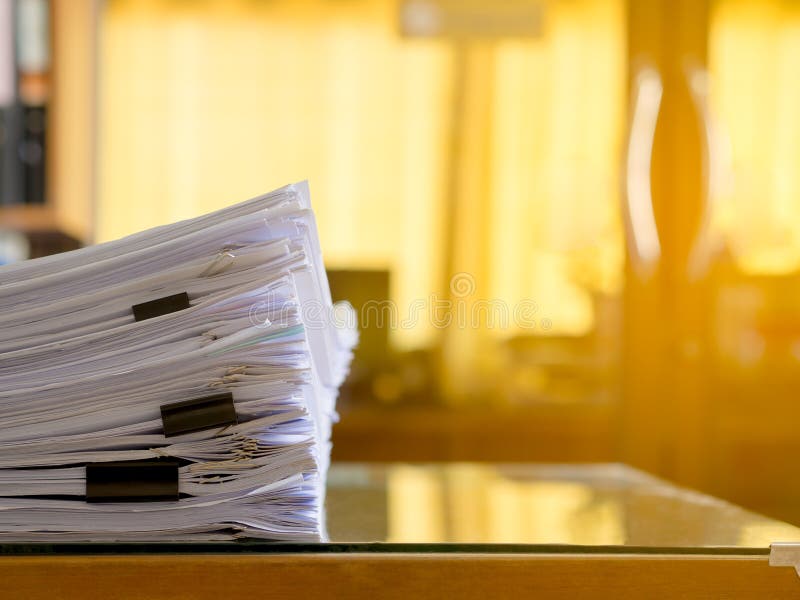 Stack of Paper Files on Work Desk in Office. Stock Photo - Image of ...