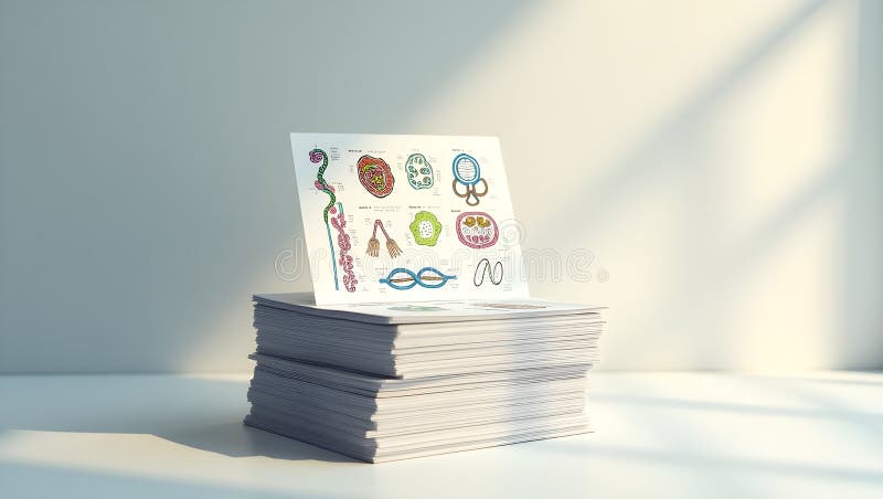 Stack of Paper Flashcards with Hand-drawn Diagrams for Biology Stock ...