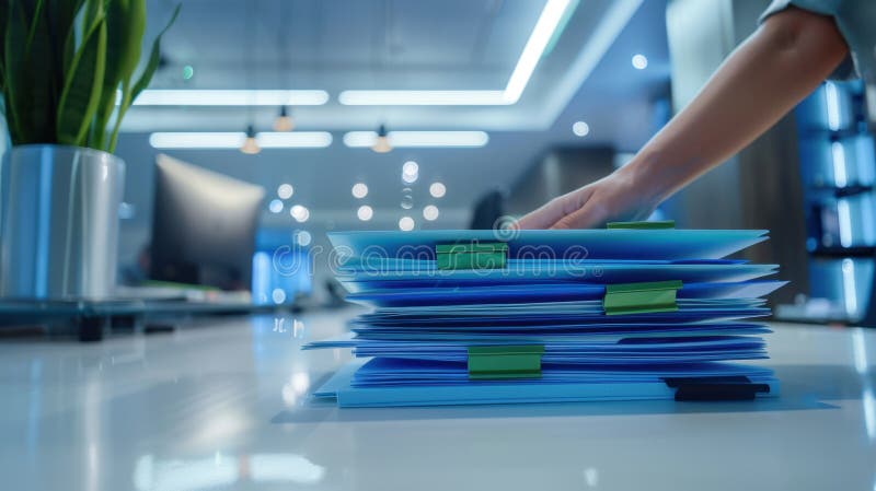 The Stack of Documents on Desk.AI Generated Image Stock Image - Image ...